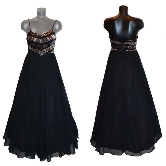 joy stevens | Dresses | Joy Stevens Vintage 8s Black Silver Sequins ...